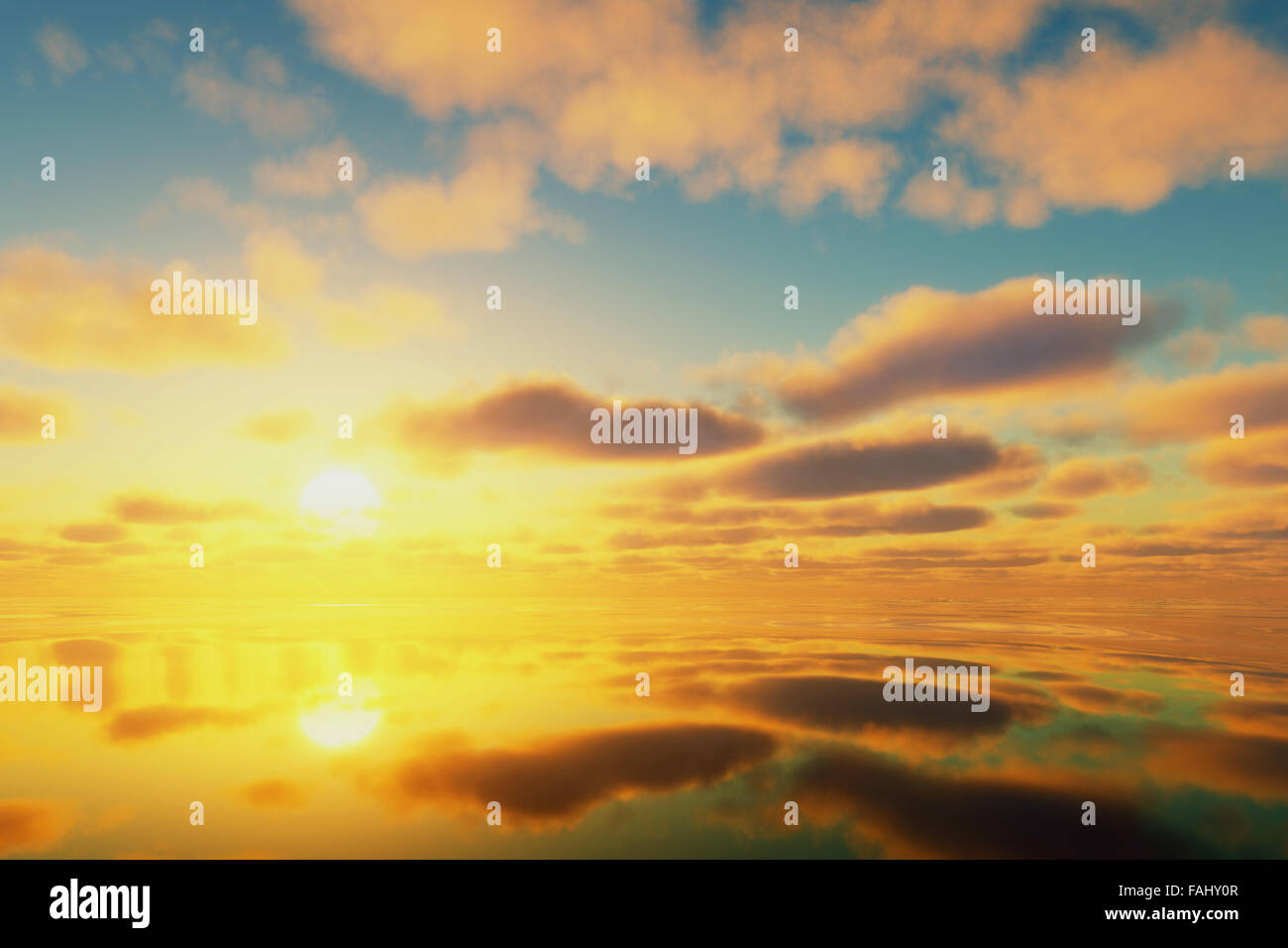 yellow pink sunset over calm sea Stock Photo - Alamy