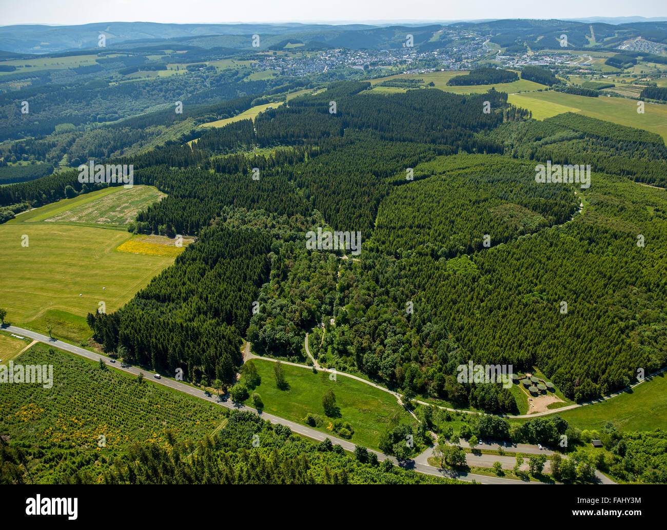 Aerial view, source of the Ruhr north of Winterberg, Ruhr Valley ...