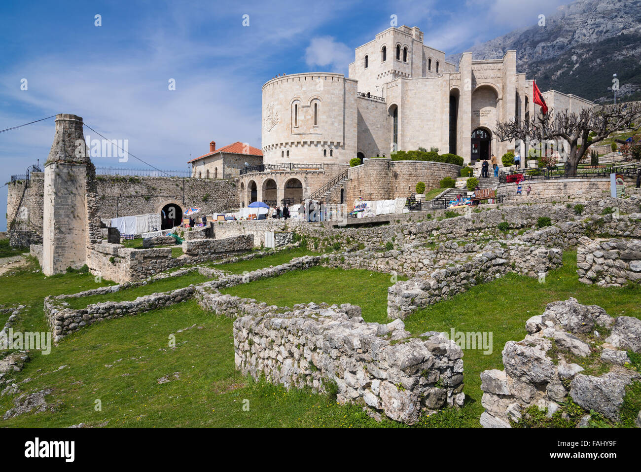 The Skanderbeg Museum within the castle of Kruje in Albania Stock Photo ...