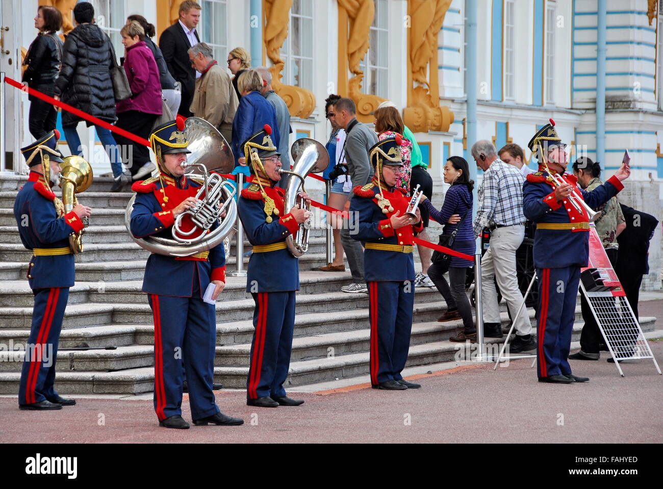 Welcoming band at the Catherine Palace in Tsarskoye Selo (Pushkin) near ...
