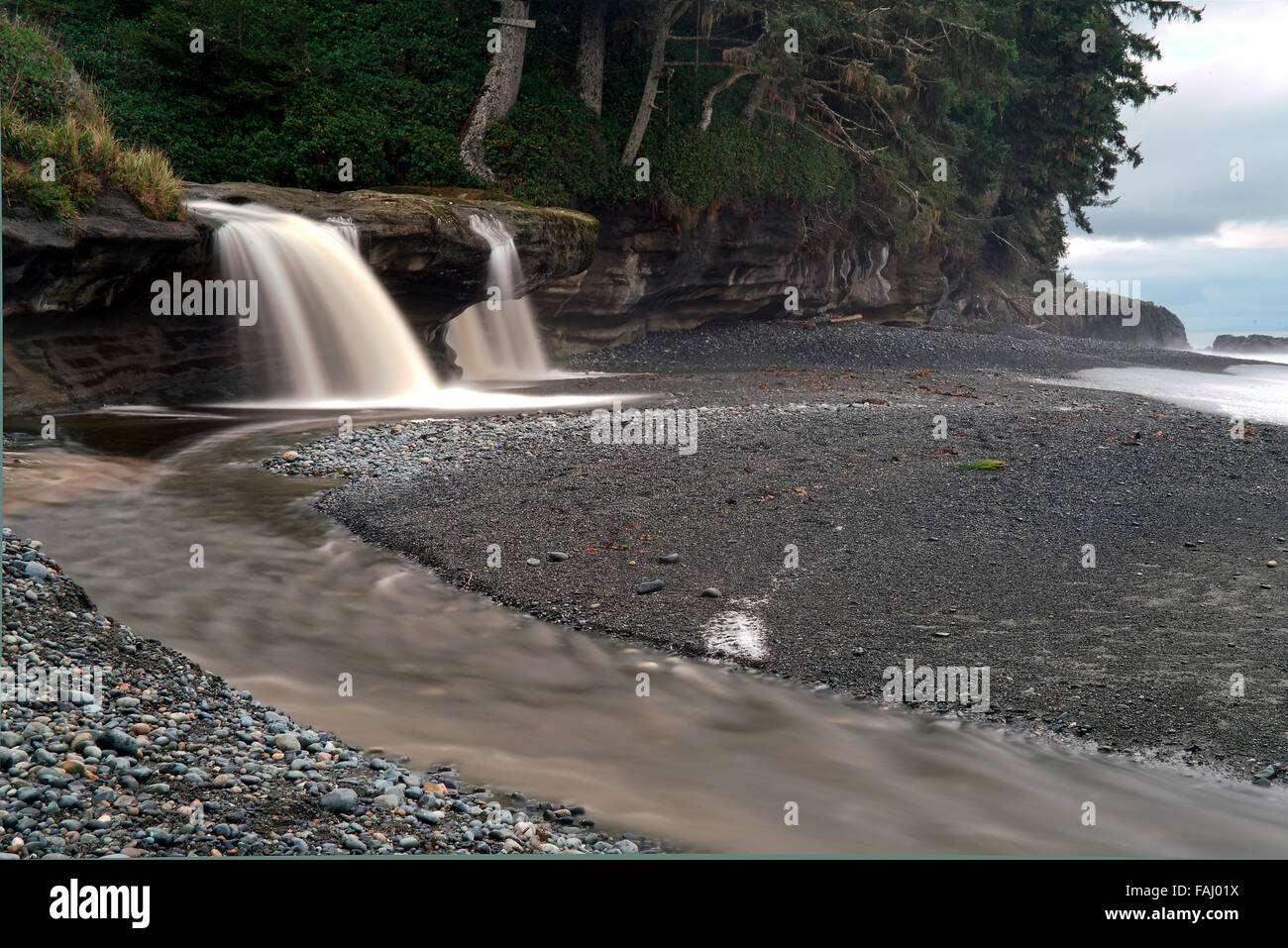Sand cut Beach Waterfall Stock Photo - Alamy