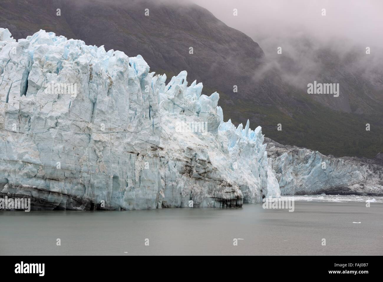 The constantly moving ice field of Glacier bay where it meets the sea ...