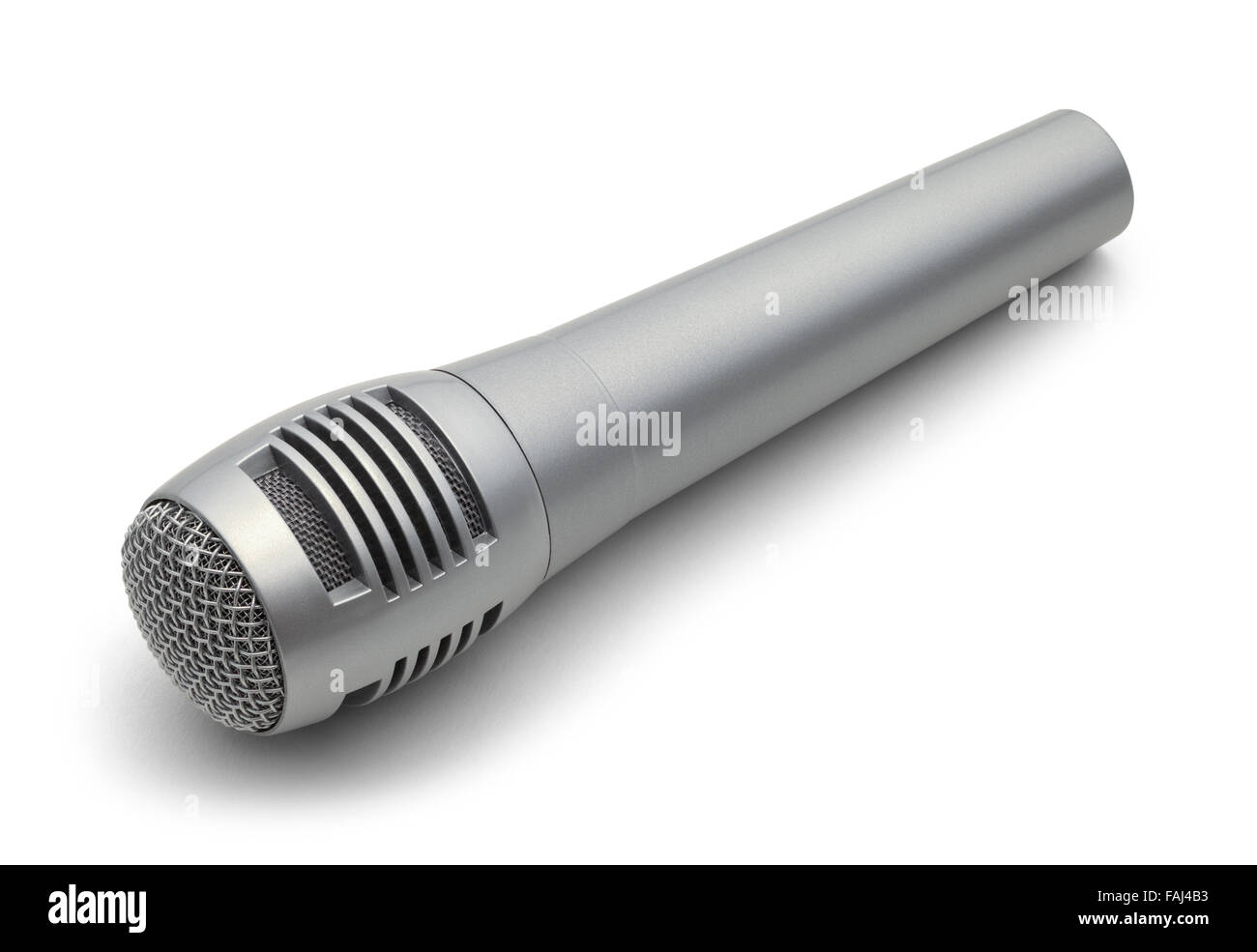 Silver Cordless Microphone Isolated on a White Background Stock Photo ...
