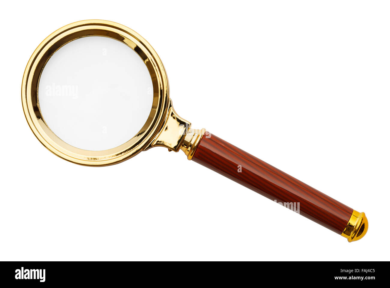 Small Gold Magnifying Glass Isolated on a White Background Stock Photo ...