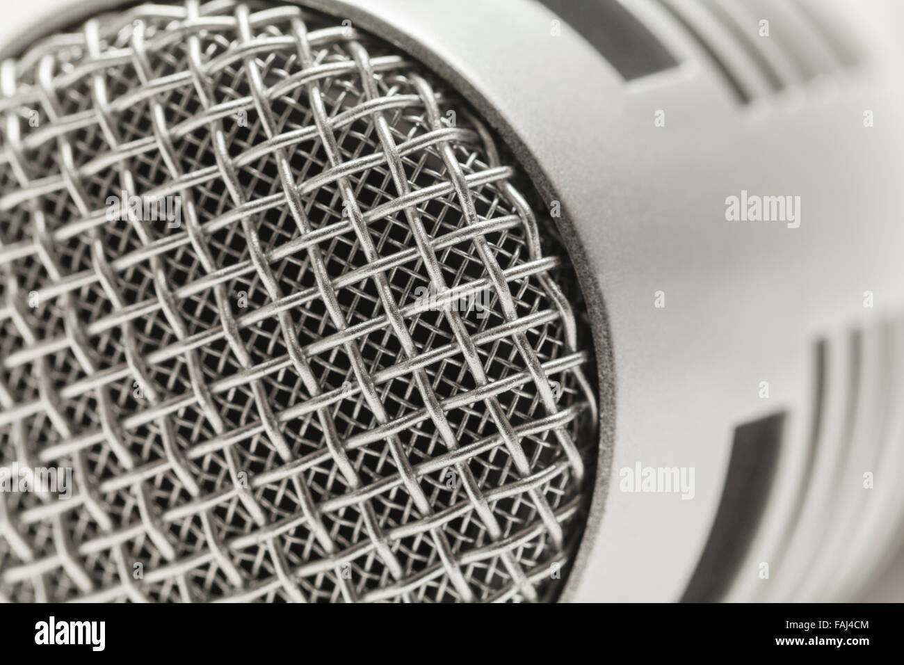 Silver Microphone Close Up With Selective Focus Stock Photo - Alamy