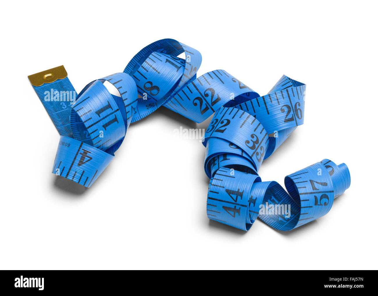 Blue Unraveled Messy Sewing Tape Measure Isolated on a White Background ...