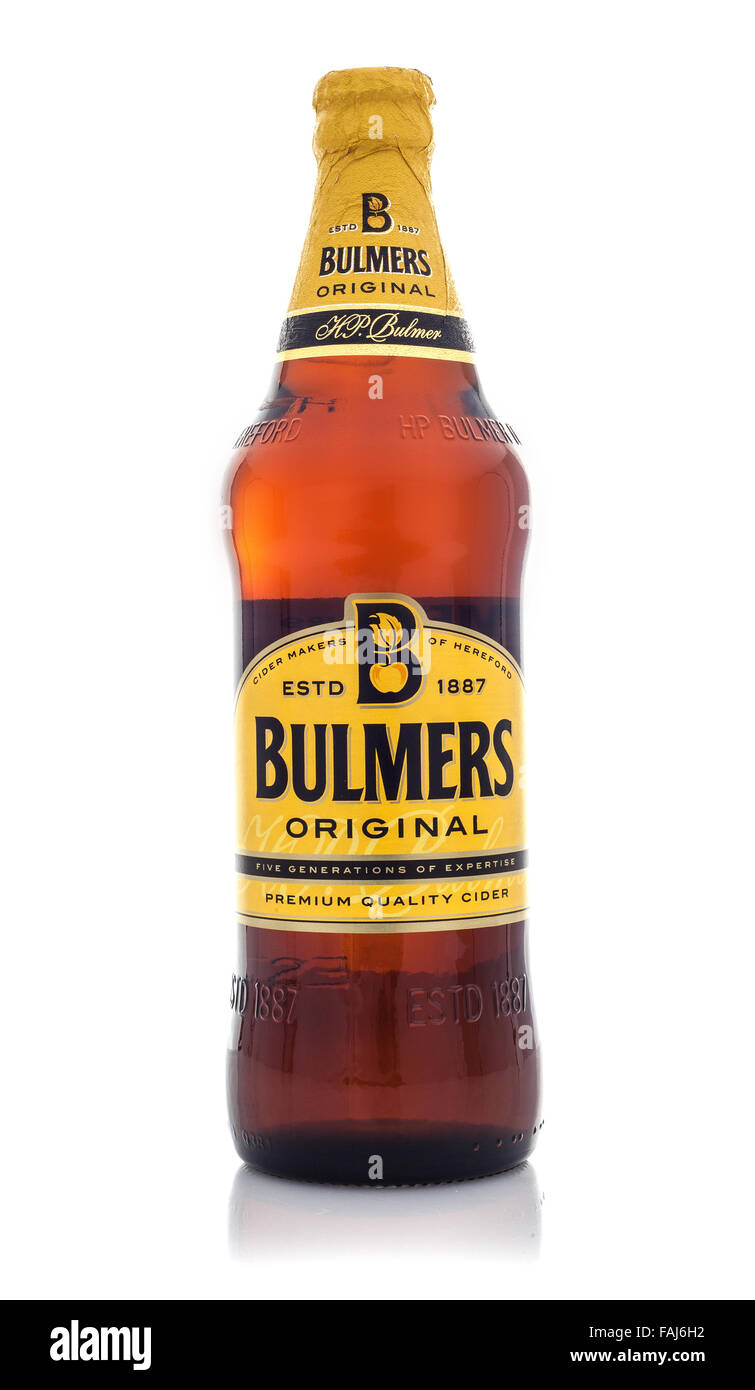 Bottle Of Bulmers Original Cider on a White Background Stock Photo - Alamy