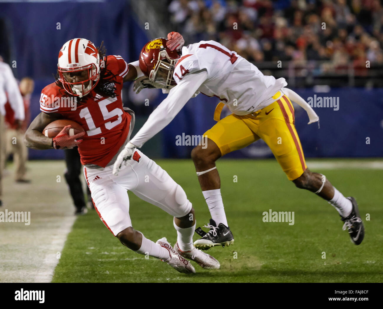 San Diego, California, USA. 30th Dec, 2015. Wisconsin Badgers WR Robert ...