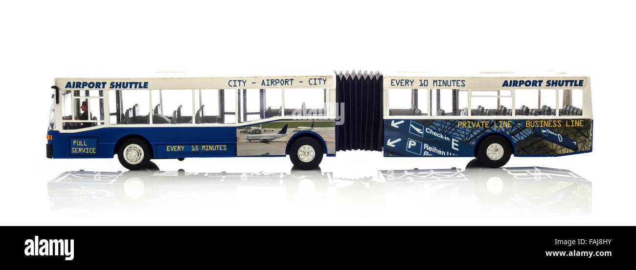 Model of a Bendy Airport Shuttle Bus on a White Background Stock Photo ...