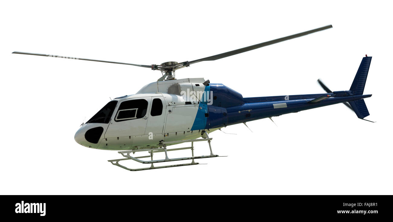 Travel helicopter with working propeller, isolated on white Stock Photo ...