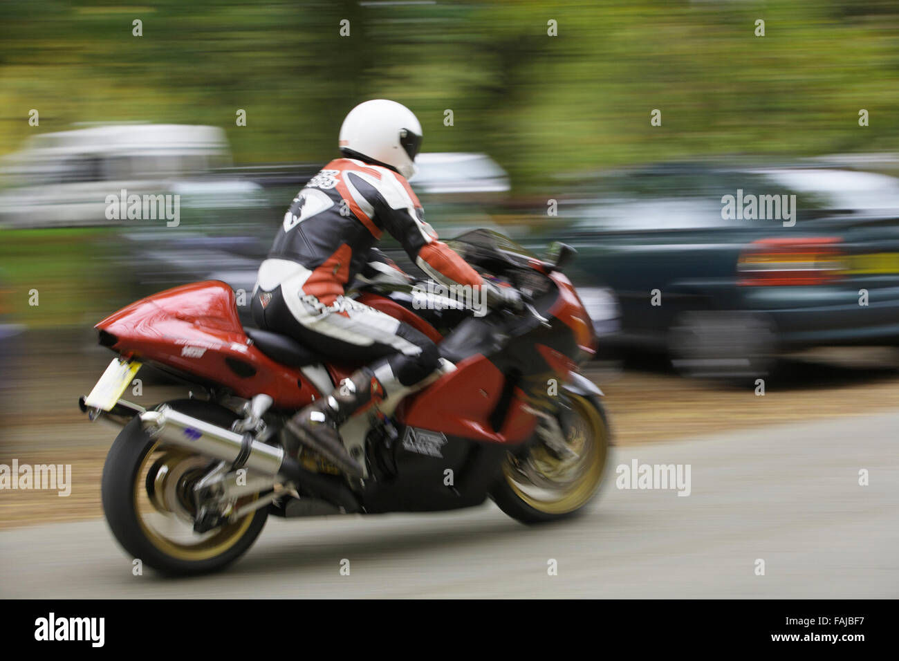 blurred motorcycle at speed in north west england uk Stock Photo - Alamy
