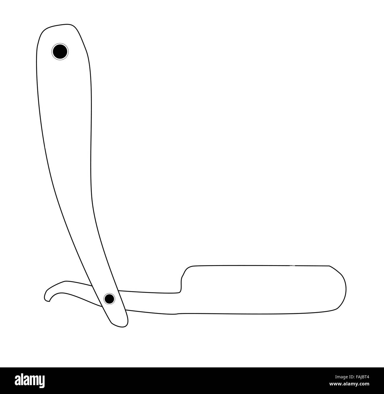 Barbers cut throat razor black outline over a white background Stock ...