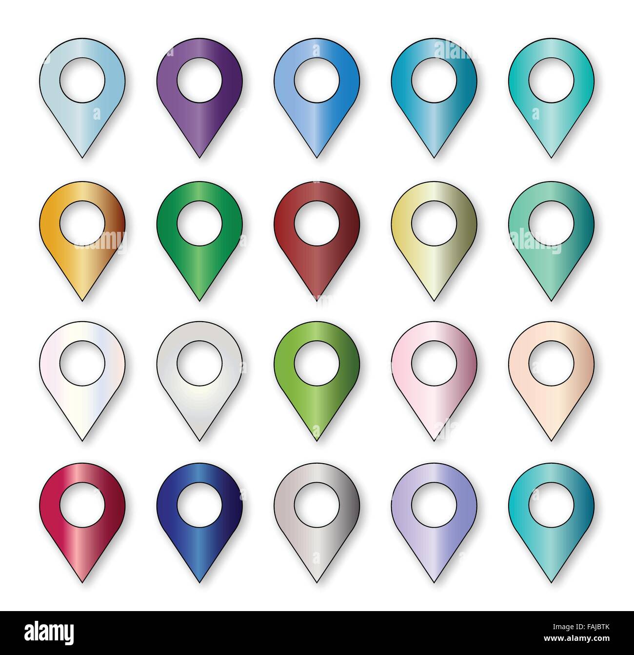 A collection of red we are here icons and store location indicators for ...