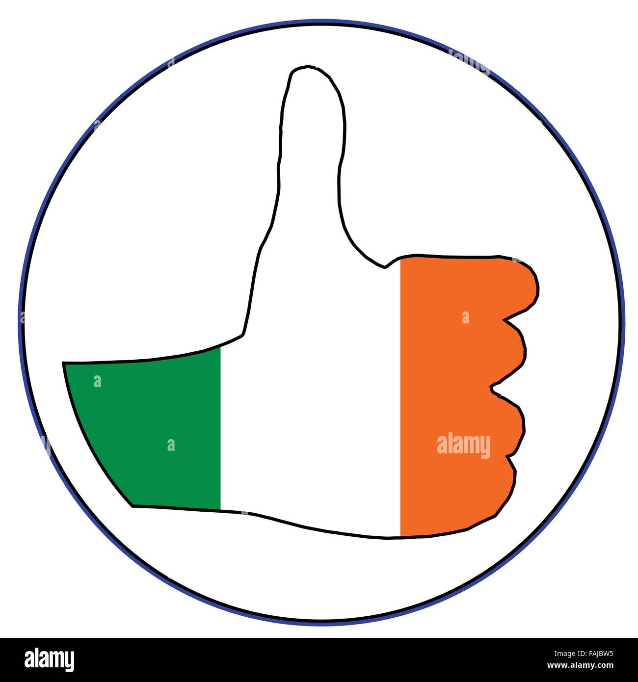 An Irish hand giving the thumbs up sign all over a white background ...