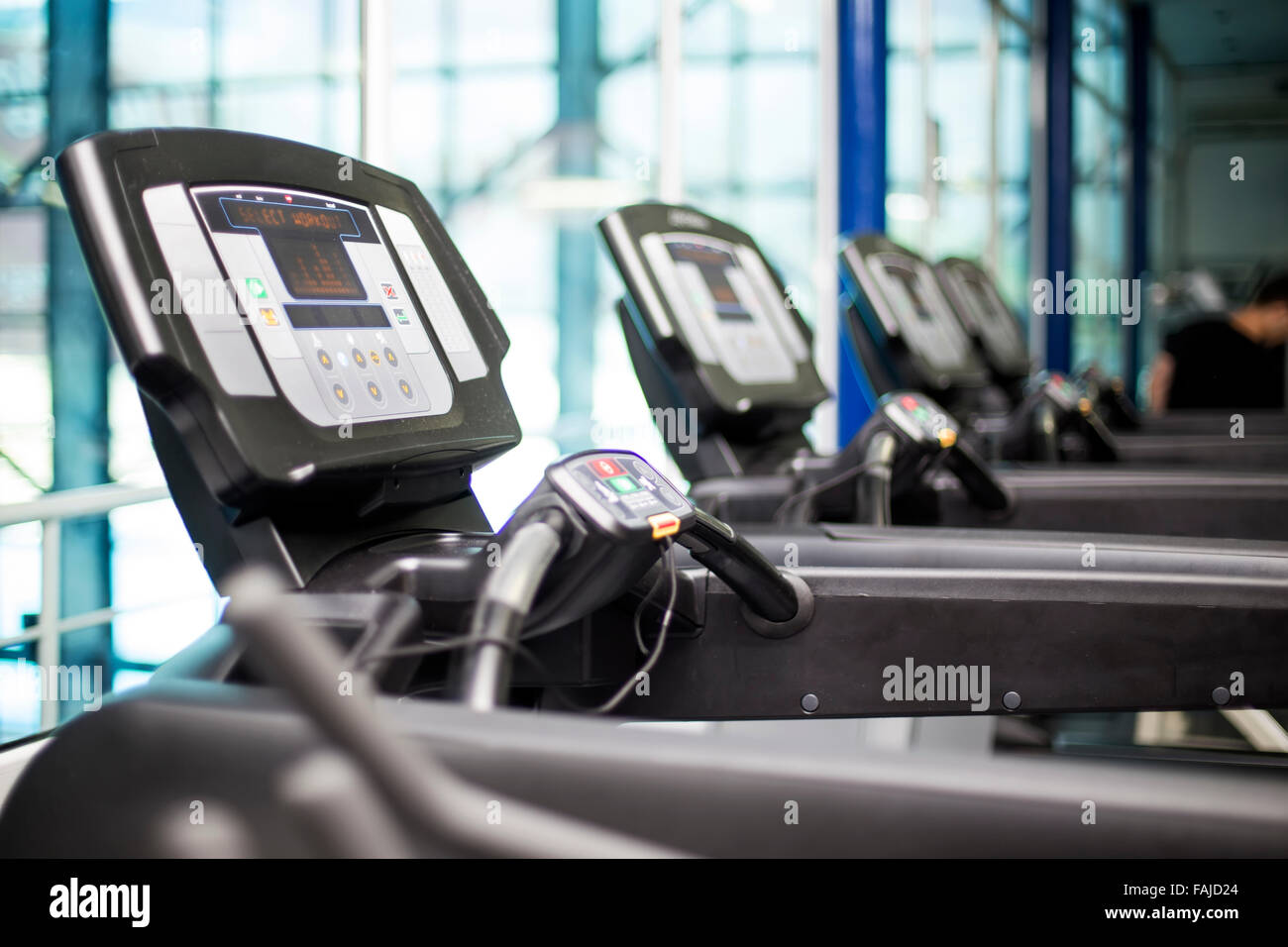 Treadmill in the gym Stock Photo - Alamy