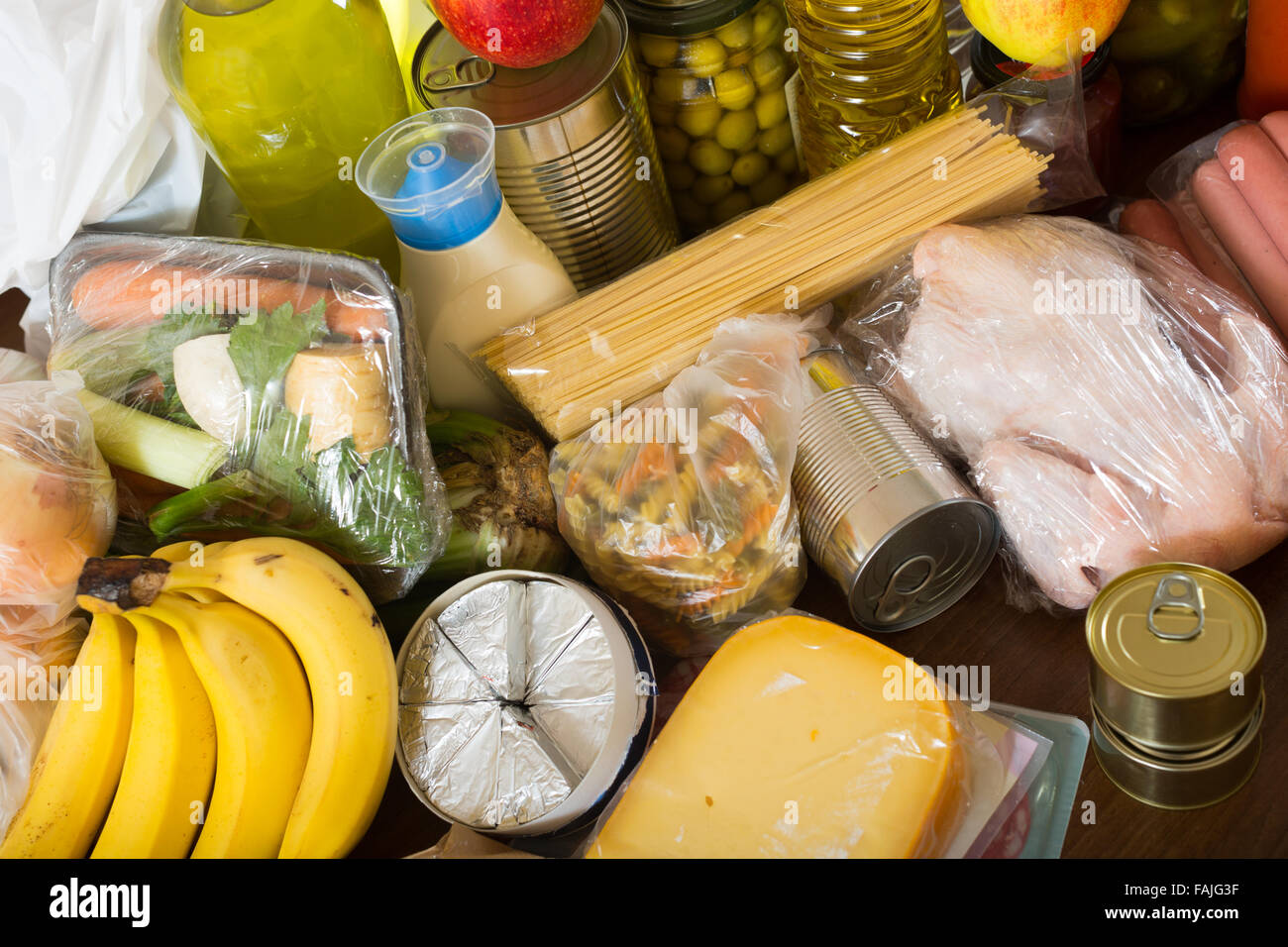 Still life with food purchases Stock Photo - Alamy