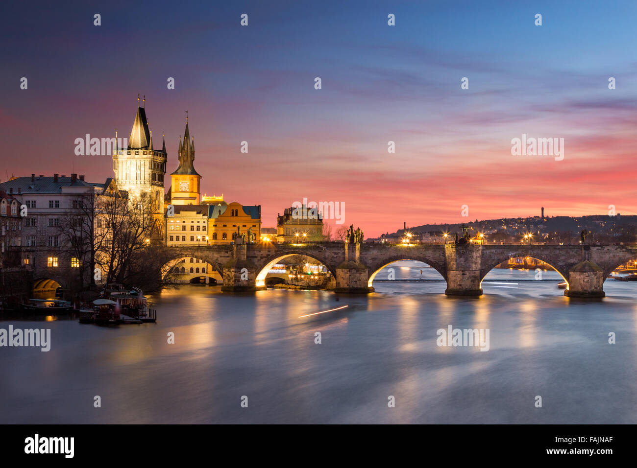 Charles Bridge at sunset Stock Photo - Alamy