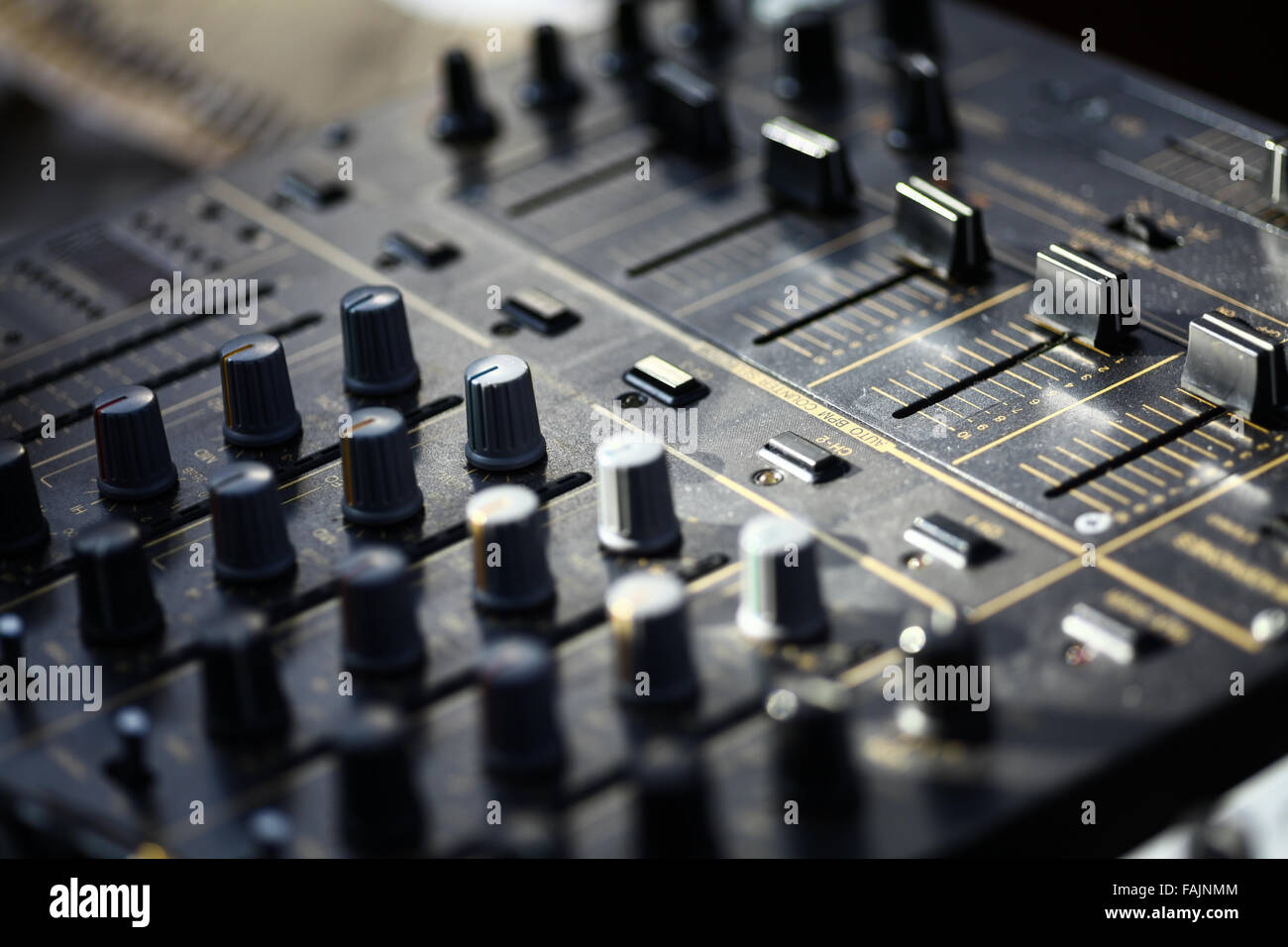 Color detail shot of a sound mixer buttons Stock Photo - Alamy