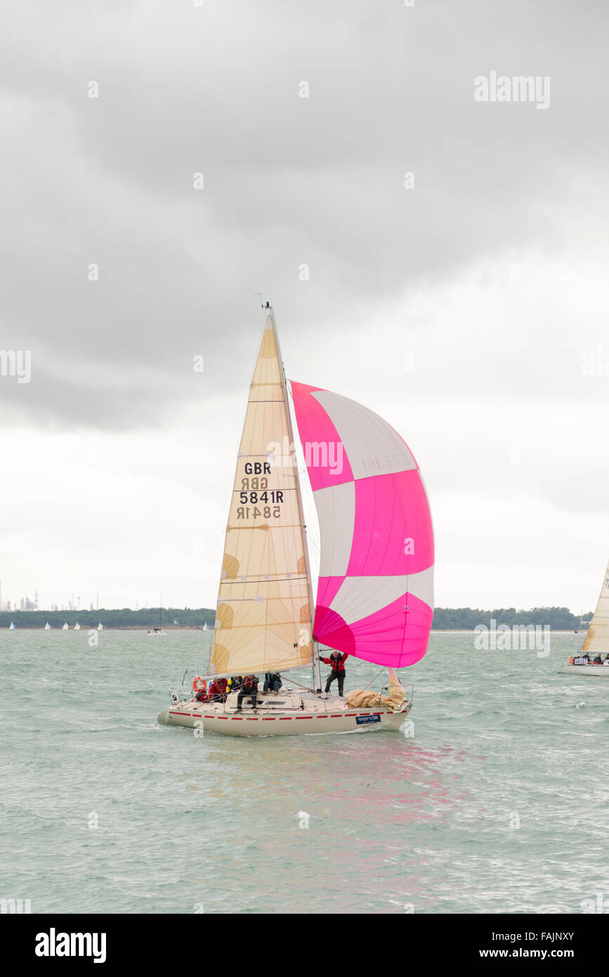 Sailing boats and yachts competing in the Cowes Week yacht races on the ...