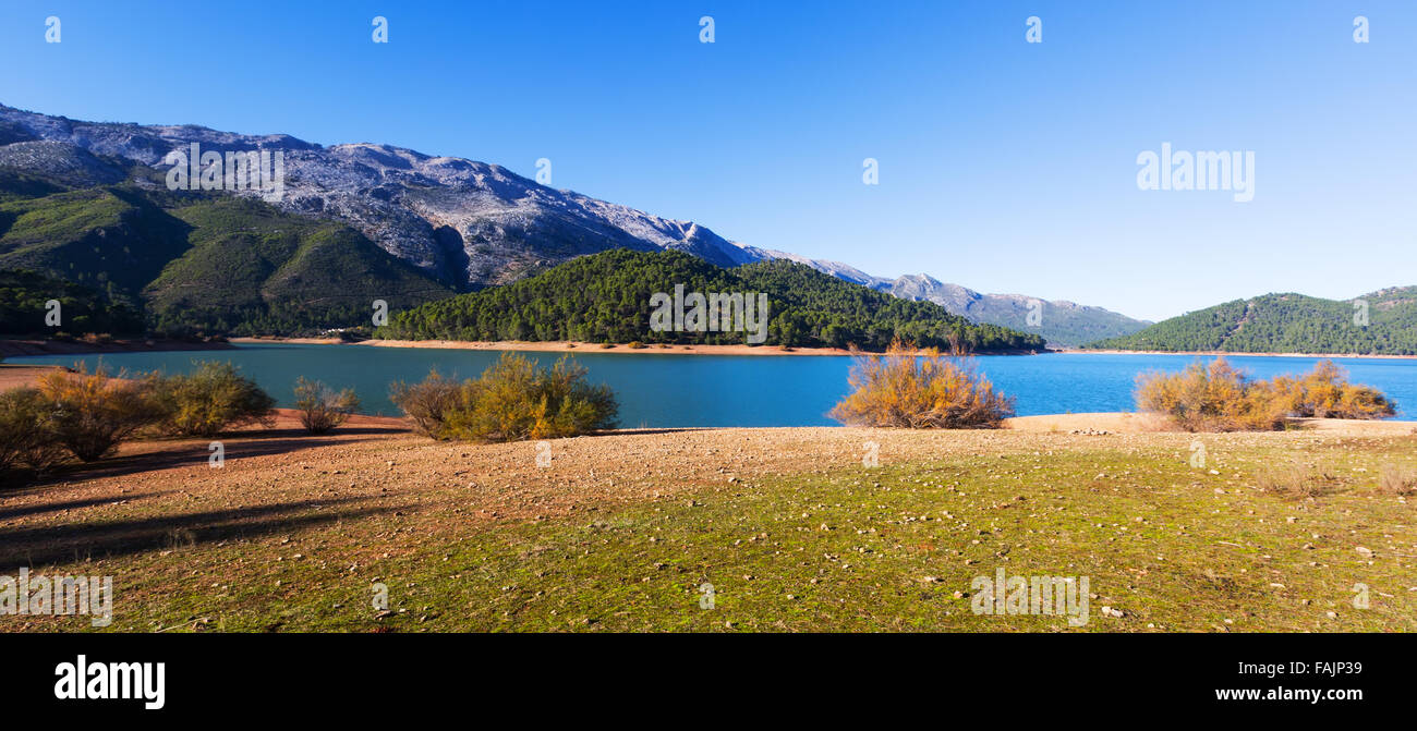 Mountains landscape with river. Isla Cabeza de la Vina - Guadalquivir ...