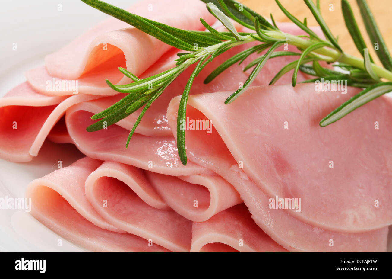 Thin slices of lean ham Stock Photo - Alamy