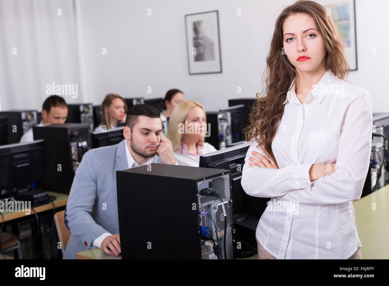 Professional unhappy employees of sales department with serious faces ...