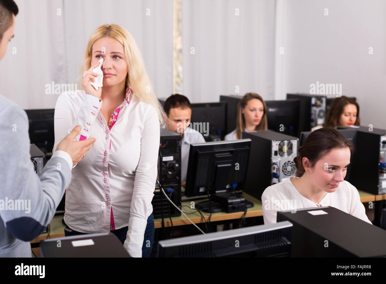 Furious supervisor scolding upset office worker Stock Photo - Alamy