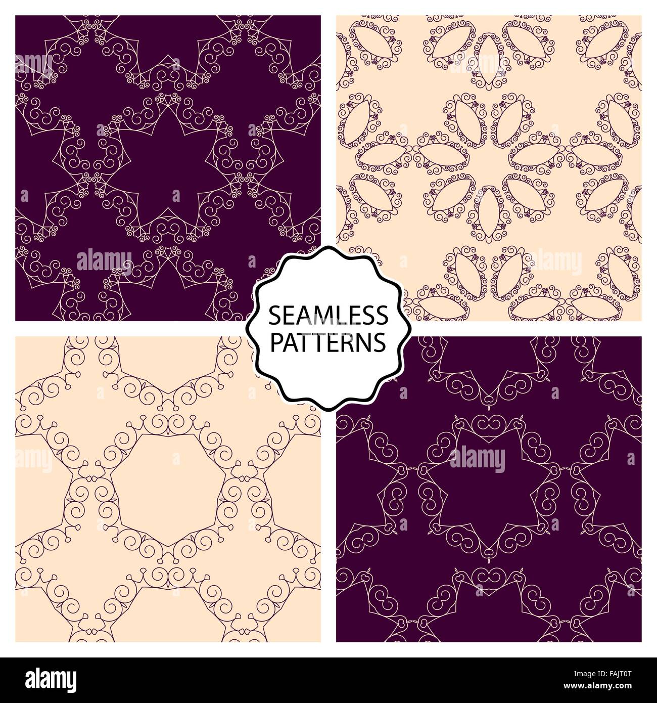Vector illustration of a set seamless patterns Stock Vector Image & Art ...