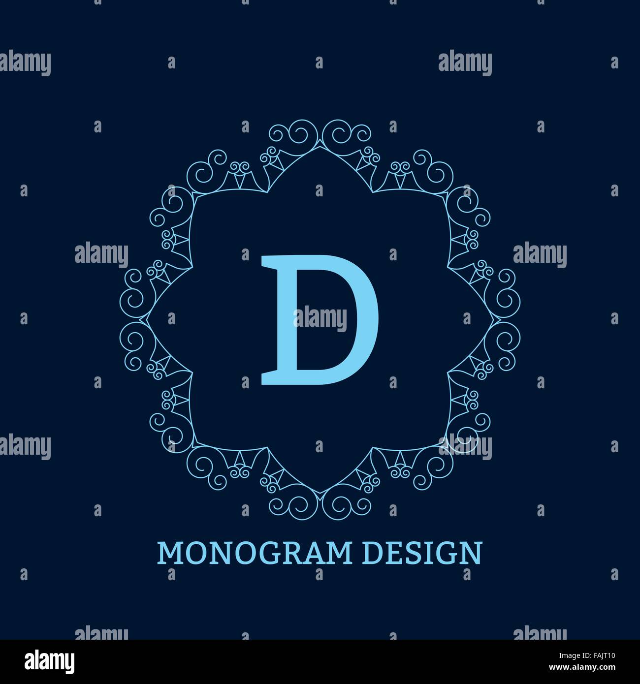 Vector illustration of the linear blue monogram Stock Vector Image ...