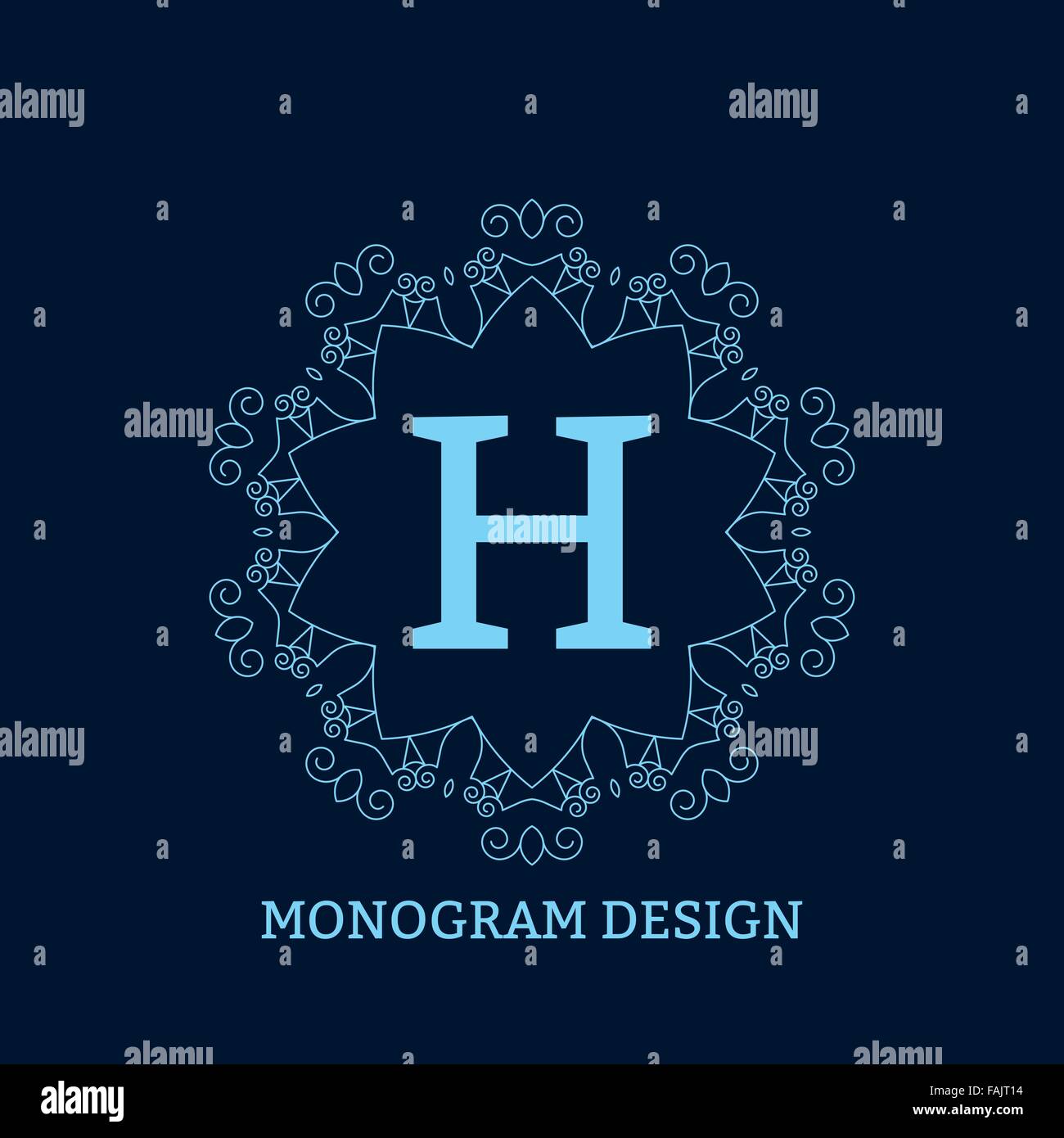 Vector illustration of the linear blue monogram Stock Vector Image ...