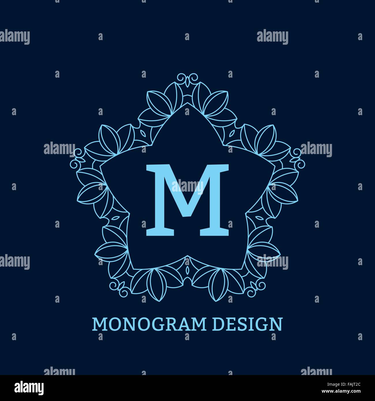 Vector illustration of the linear blue monogram Stock Vector Image ...