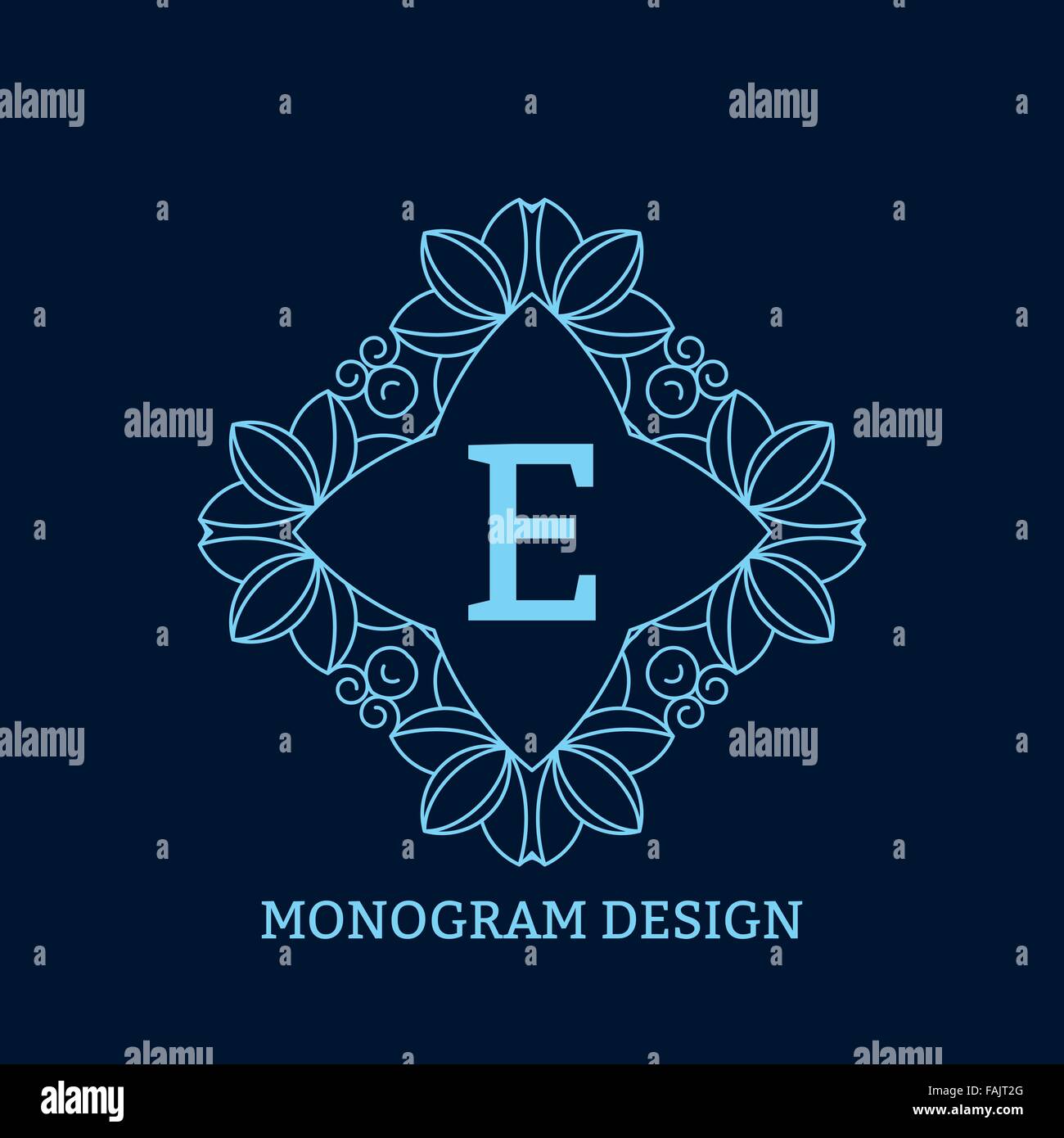 Vector illustration of the linear blue monogram Stock Vector Image ...