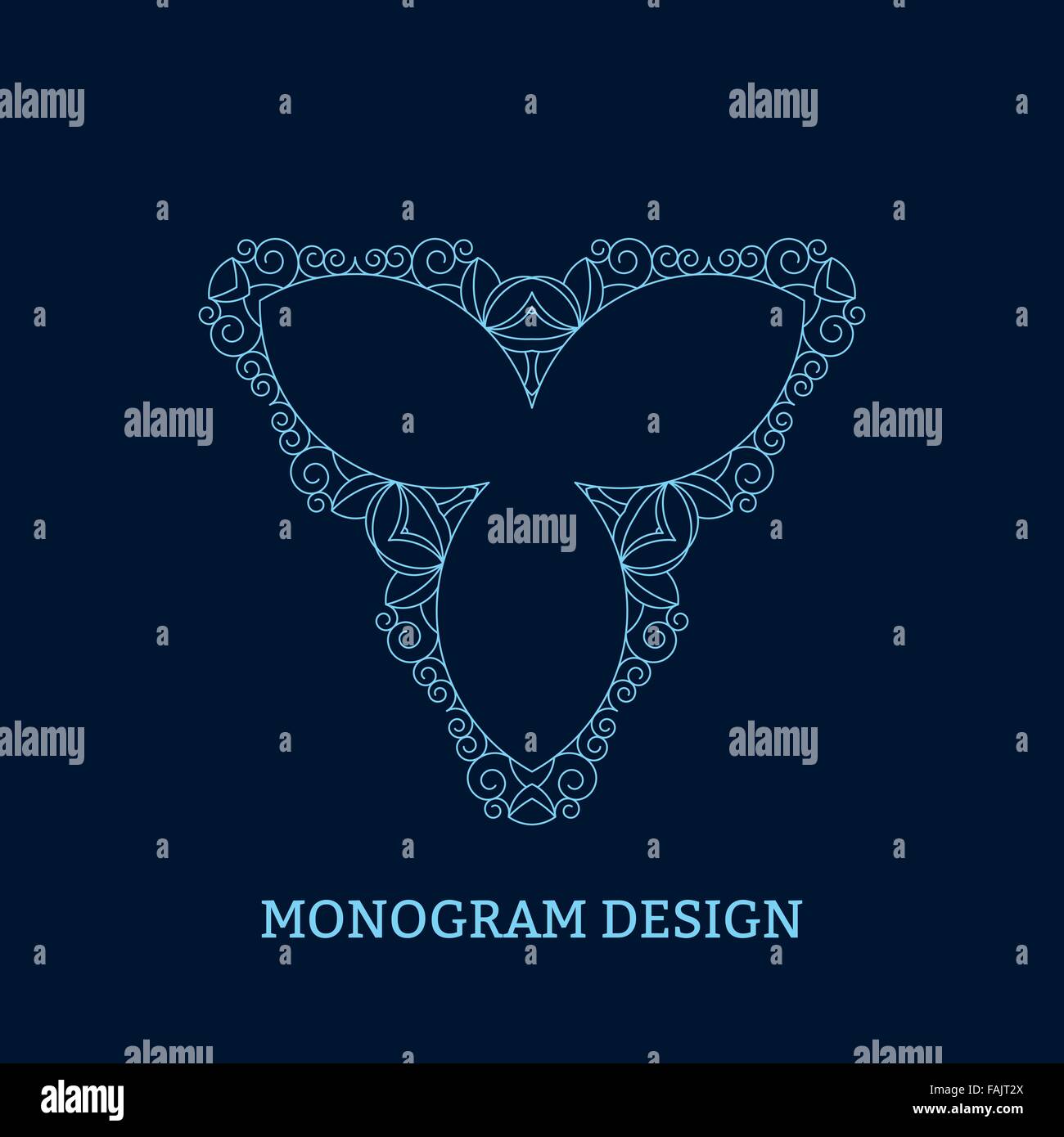 Vector illustration of the linear blue monogram Stock Vector Image ...