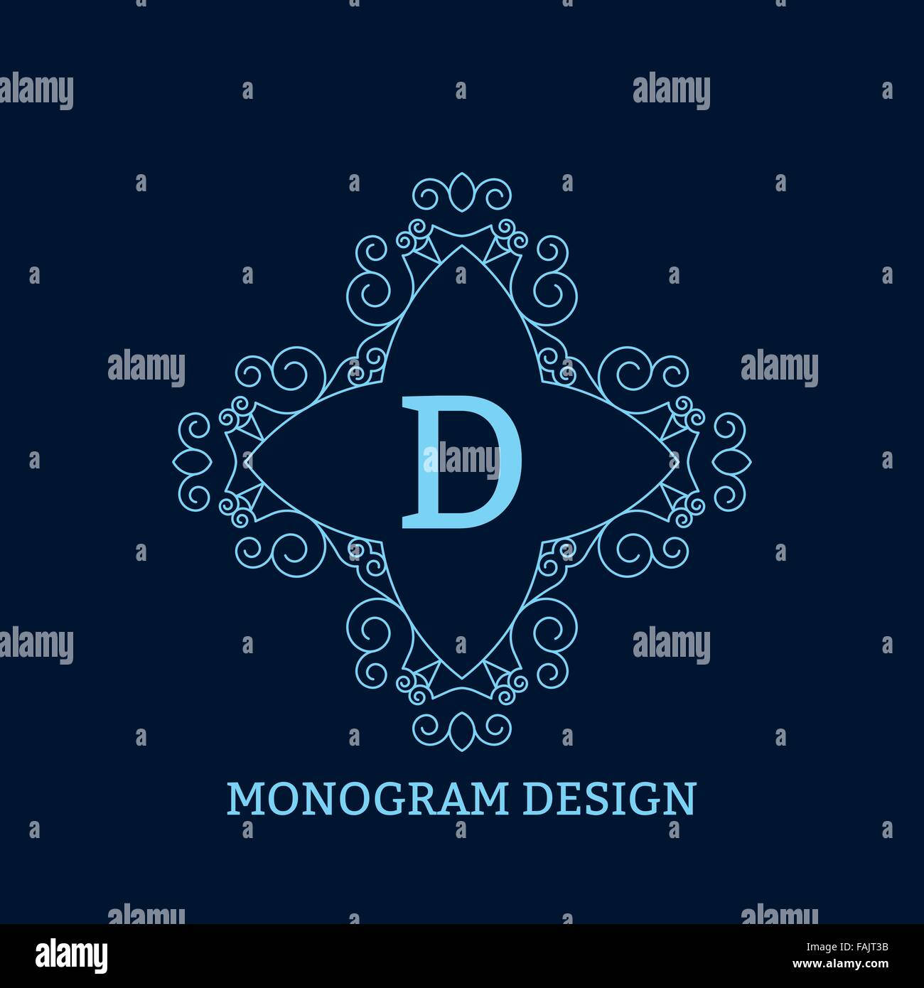Vector illustration of the linear blue monogram Stock Vector Image ...