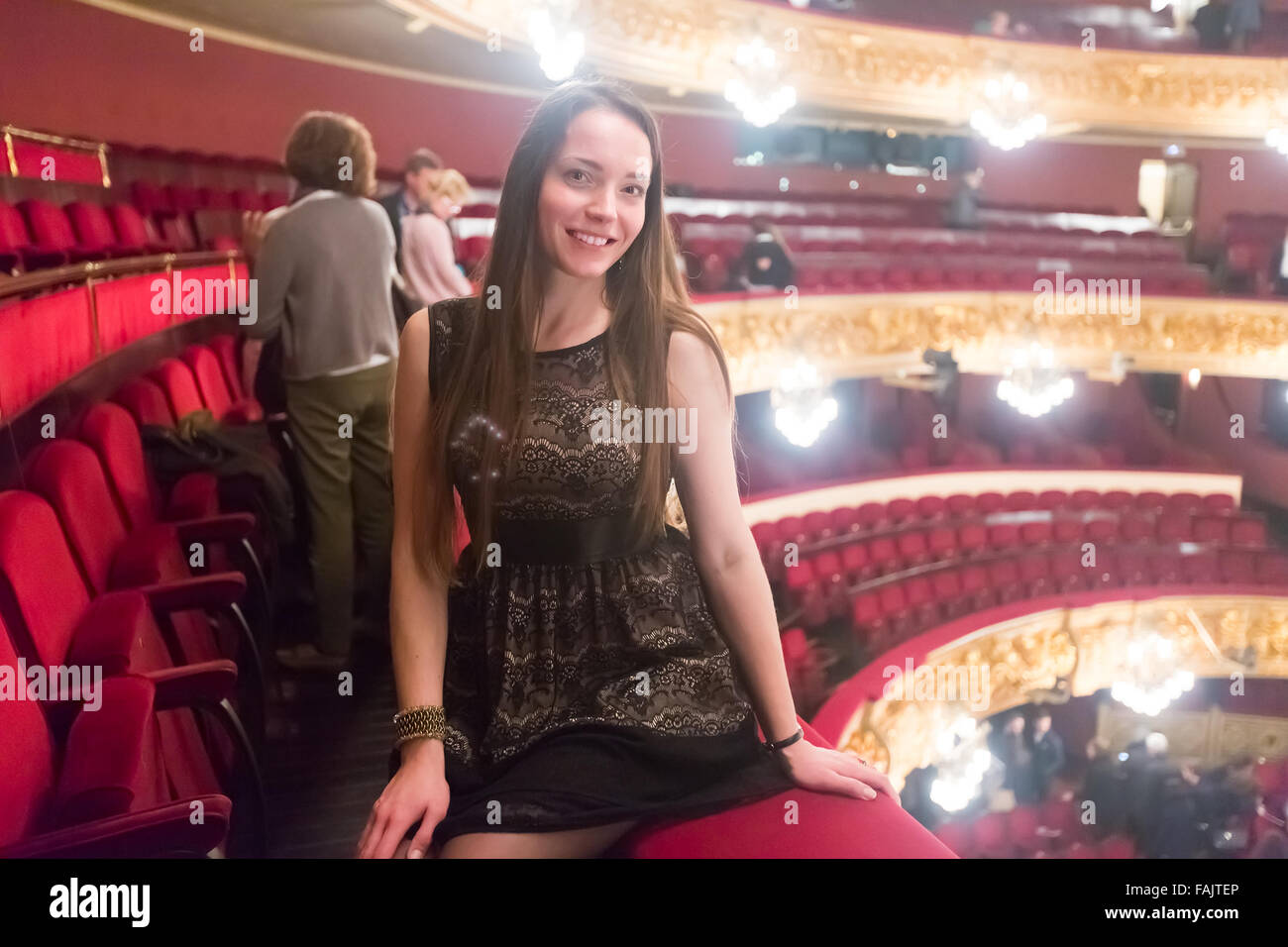 Portrait of woman in The Gran Teatre del Liceu, famous opera house in ...