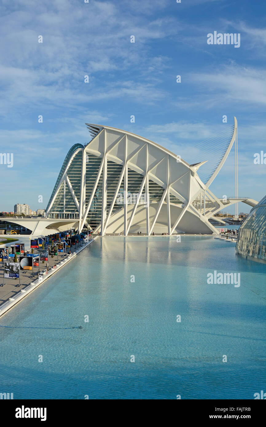 Modern buildings of the City of Arts and Sciences in the Turia Gardens ...