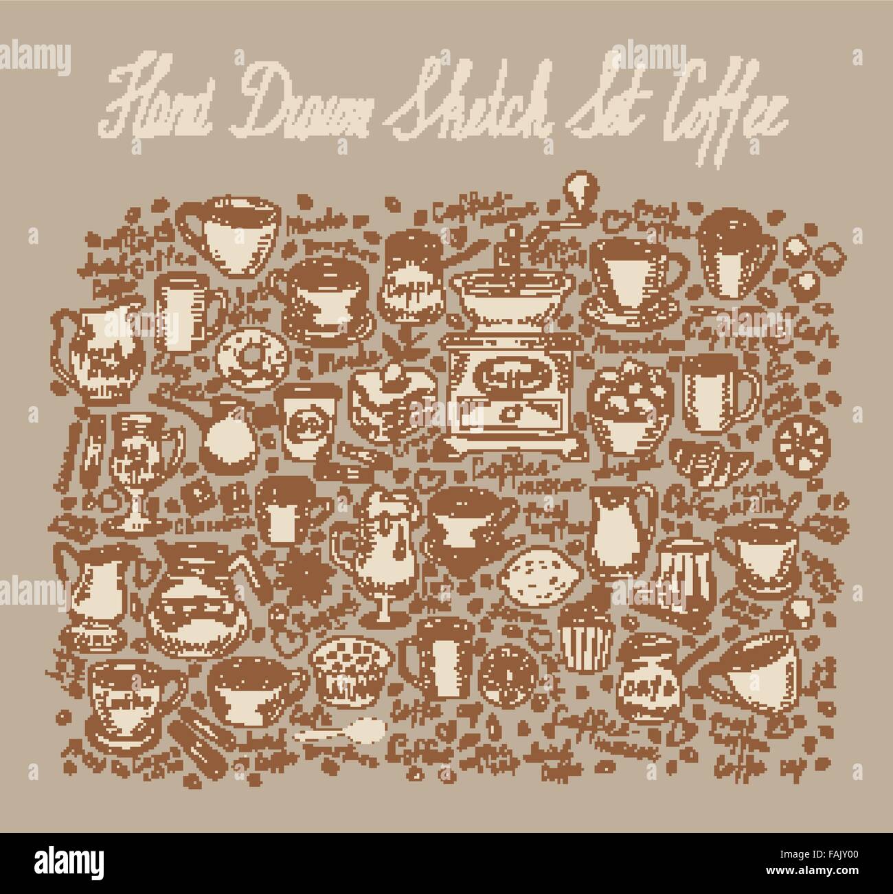coffee set. hand-drawn doodle. vector illustration Stock Vector Image ...