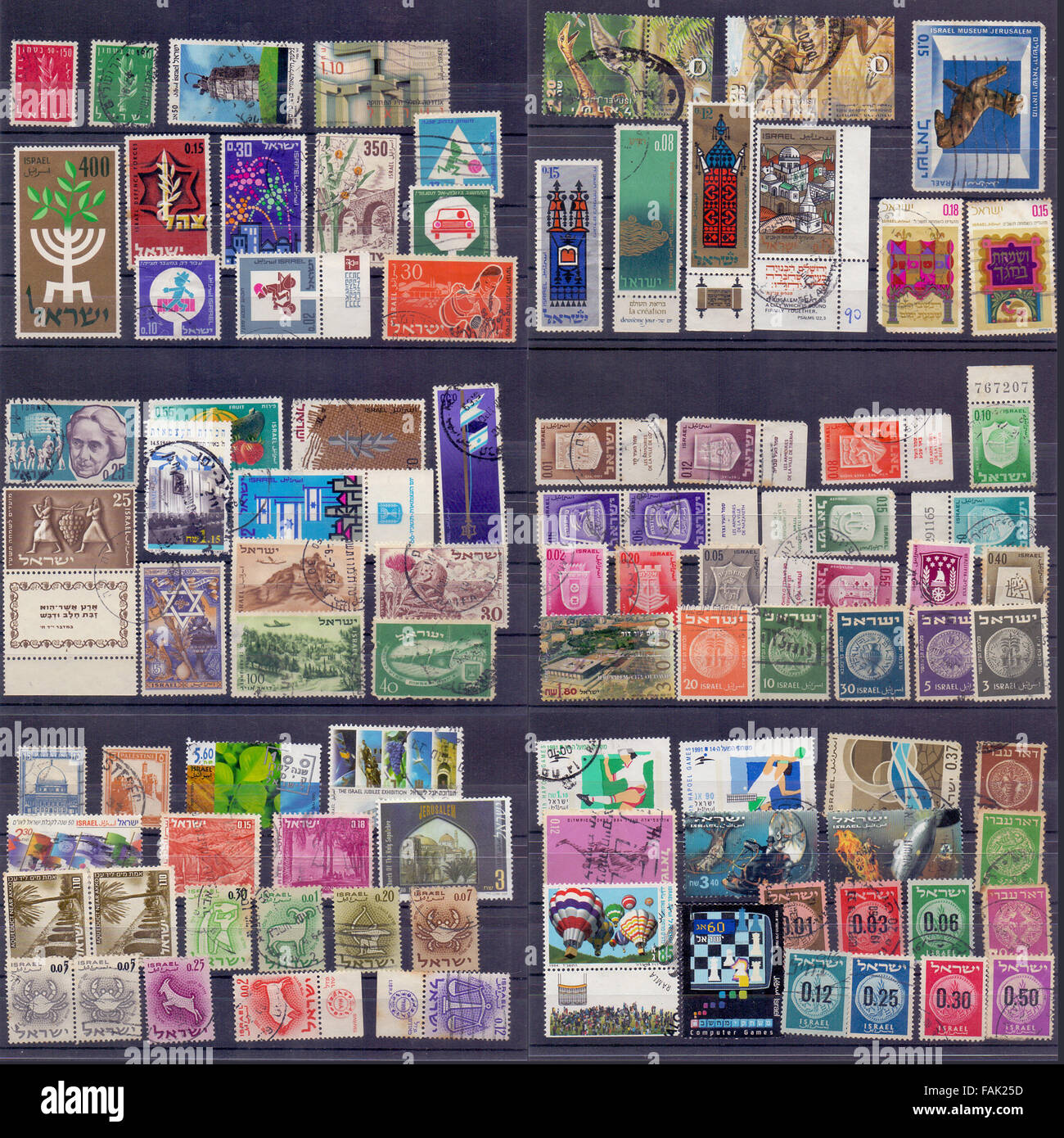 A large collection of old used Israeli stamps from the 1950's and 1960 ...