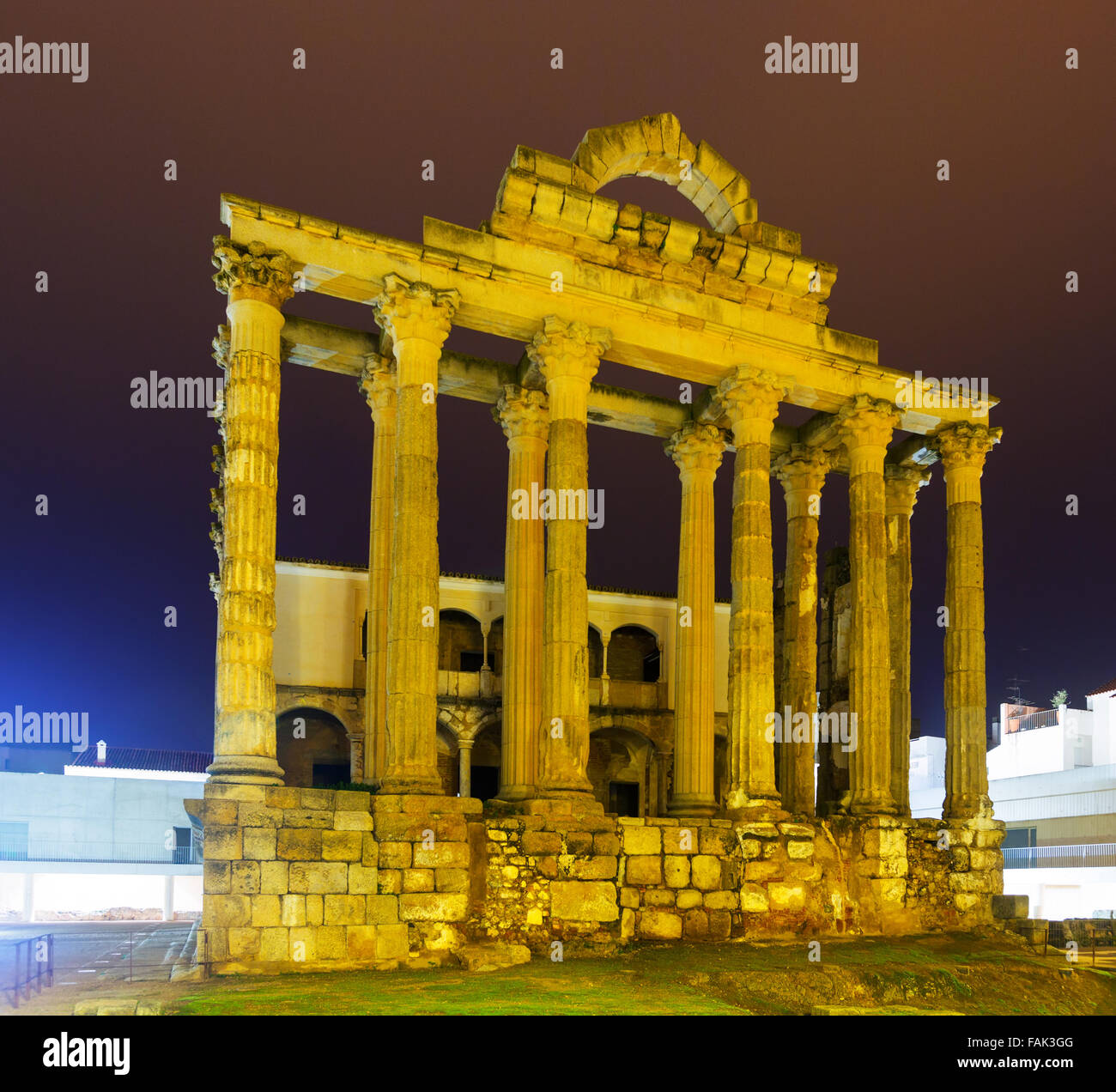 ancient temple in night. Merida, Spain Stock Photo - Alamy