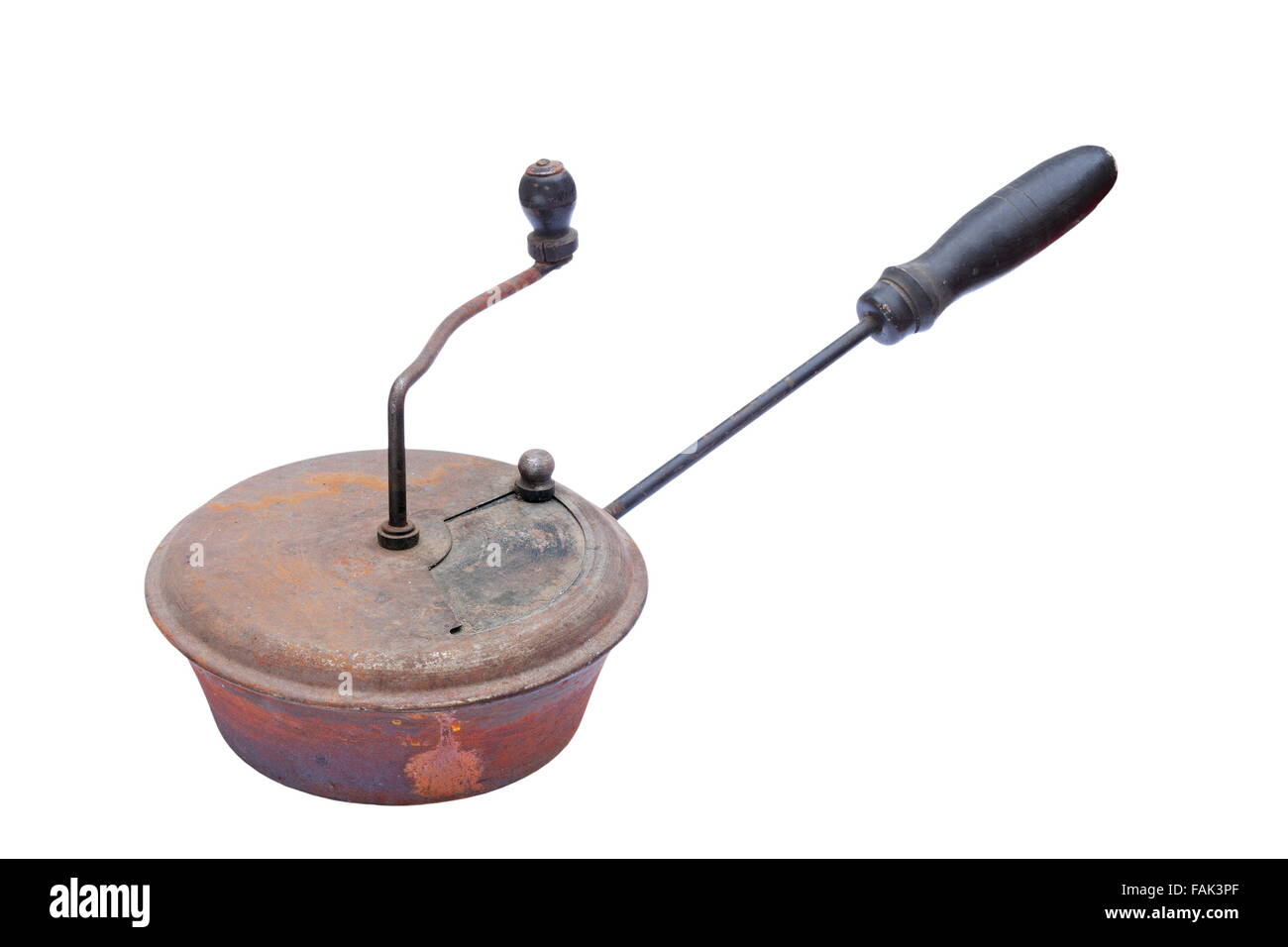 old copper chestnut roaster isolated over white background Stock Photo ...