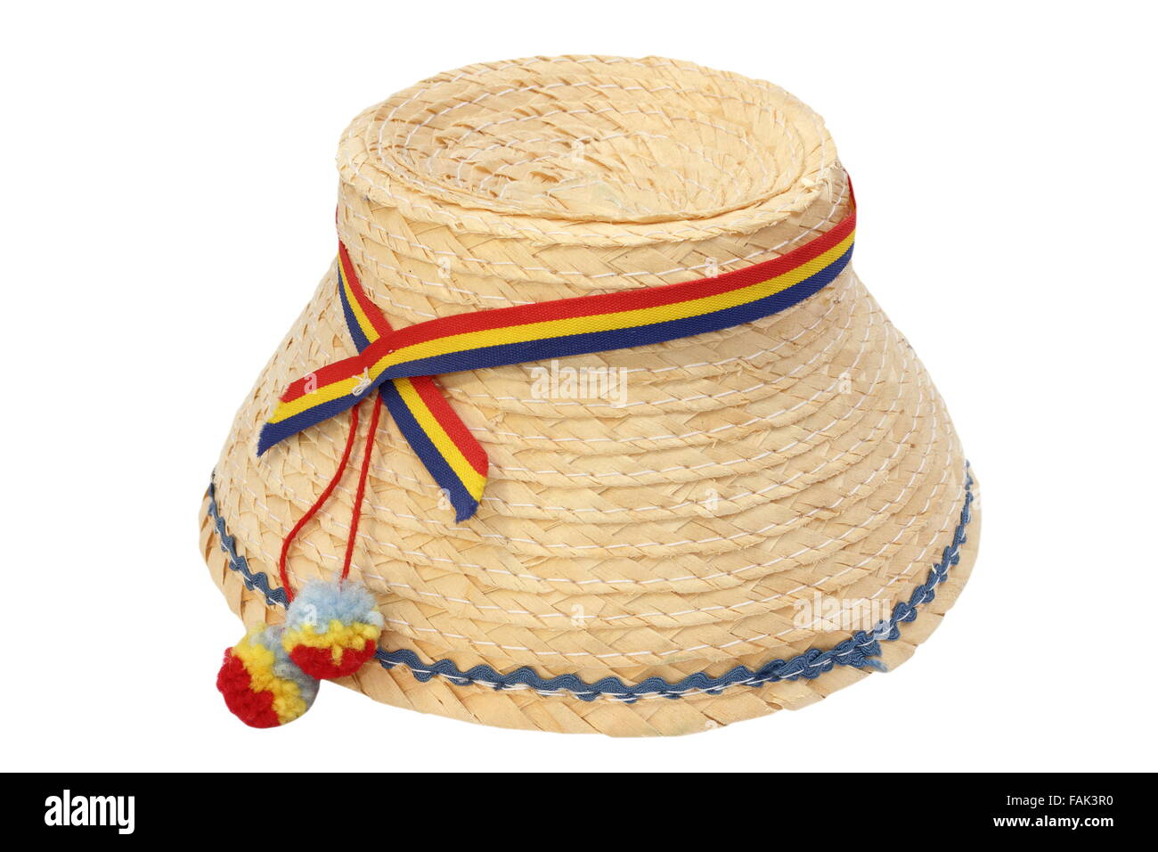 romanian traditional straw hat isolated over white background Stock ...