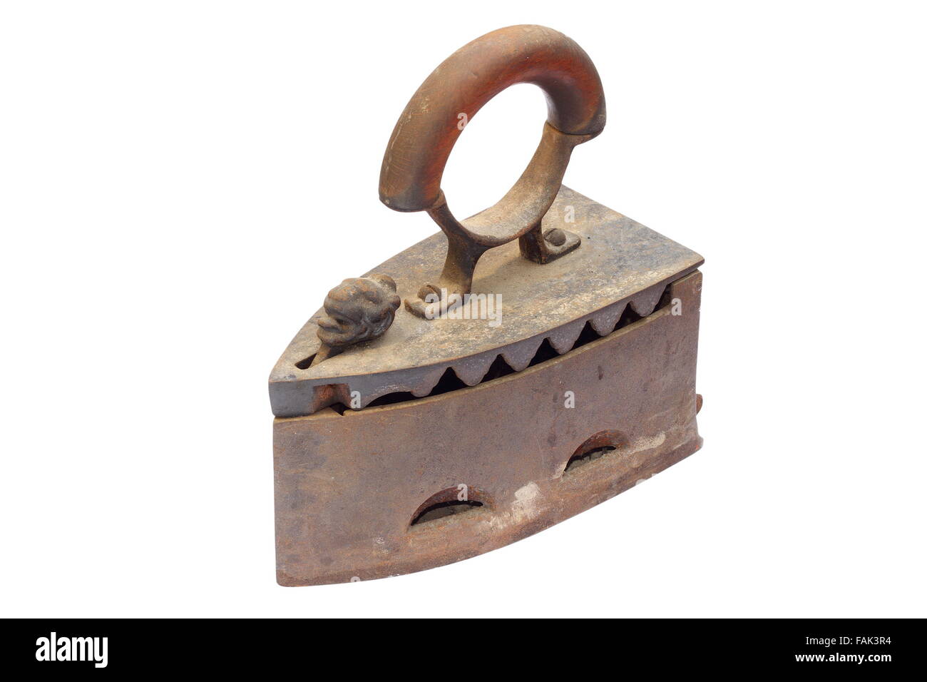 ancient rusty flat iron isolated over white background Stock Photo - Alamy
