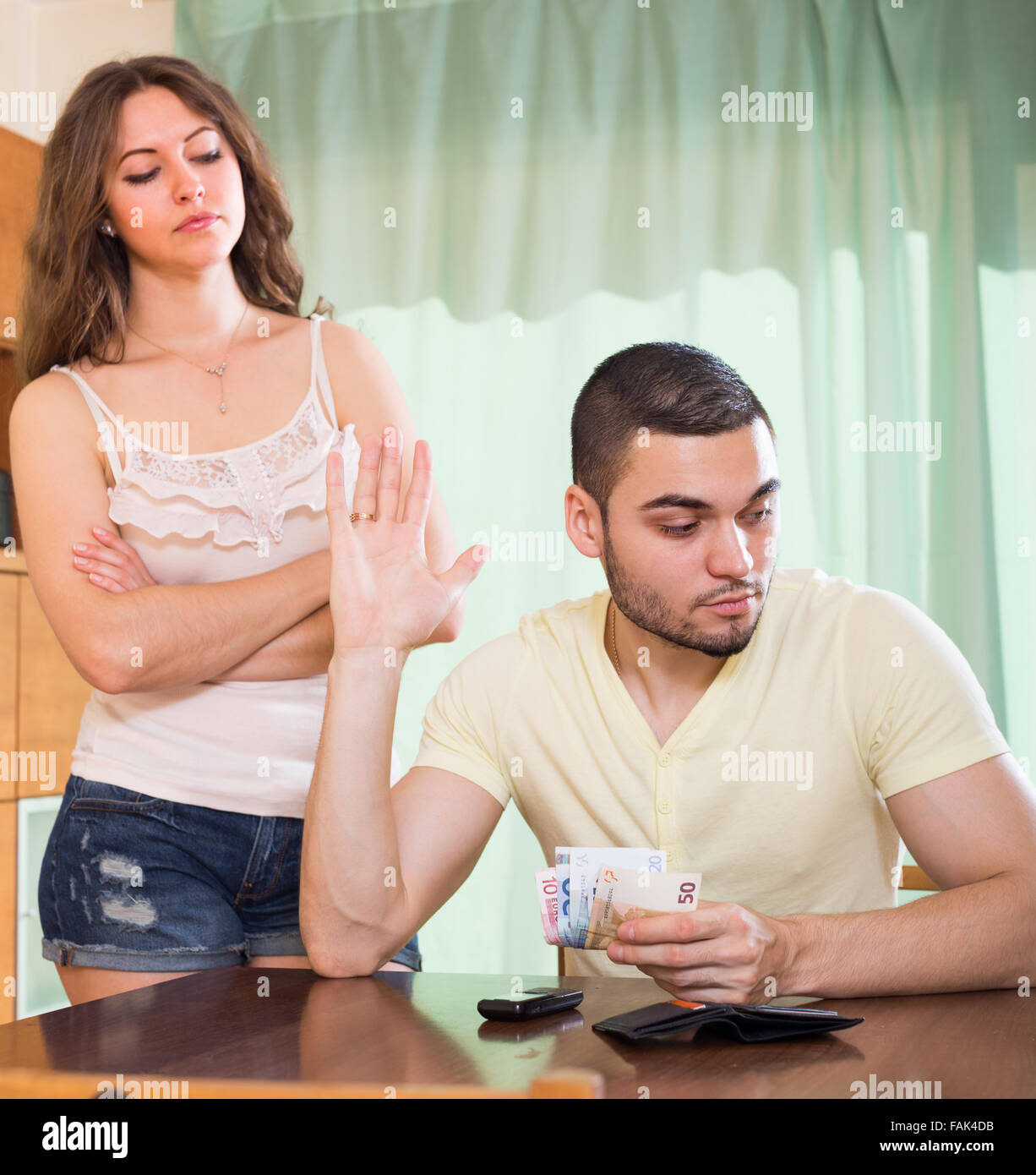 Young married couple having conflict about financial problems Stock ...