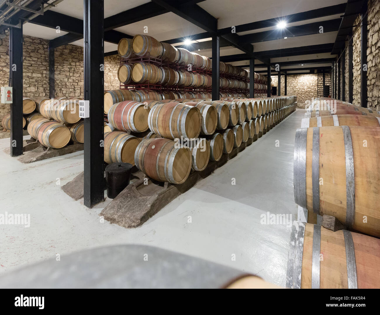 Many wooden barrels in winery Stock Photo - Alamy