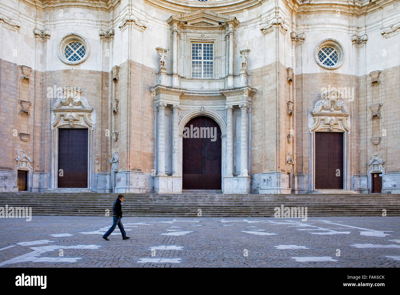 Detail of main facade of Cathedral In Cathedral square ,Cádiz ...