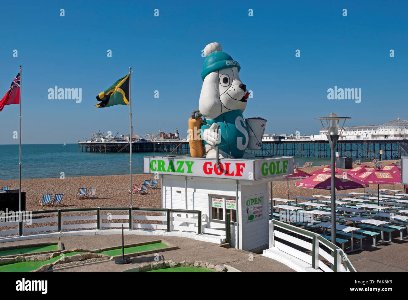 Brighton, Crazy Golf and Palace Pier, Sussex England Stock Photo - Alamy