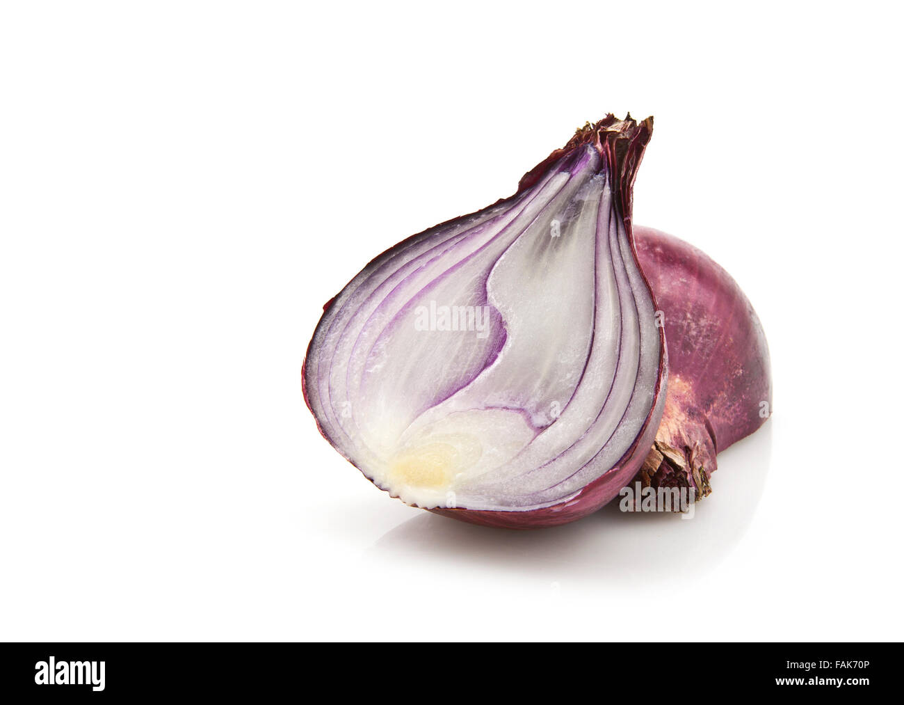 Cut red onion isolated on white background Stock Photo - Alamy