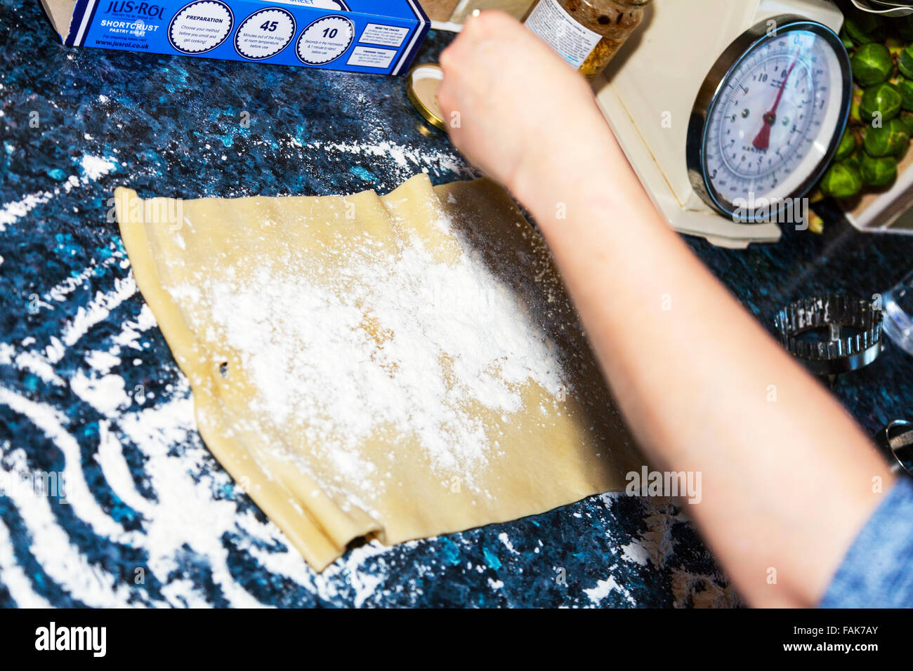 Pastry rolled out sheet ready for cutting flower flowering kitchen ...