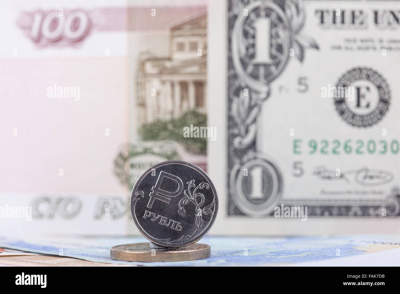 euro coin on the background of banknote 5000 rubles closeup Stock Photo ...