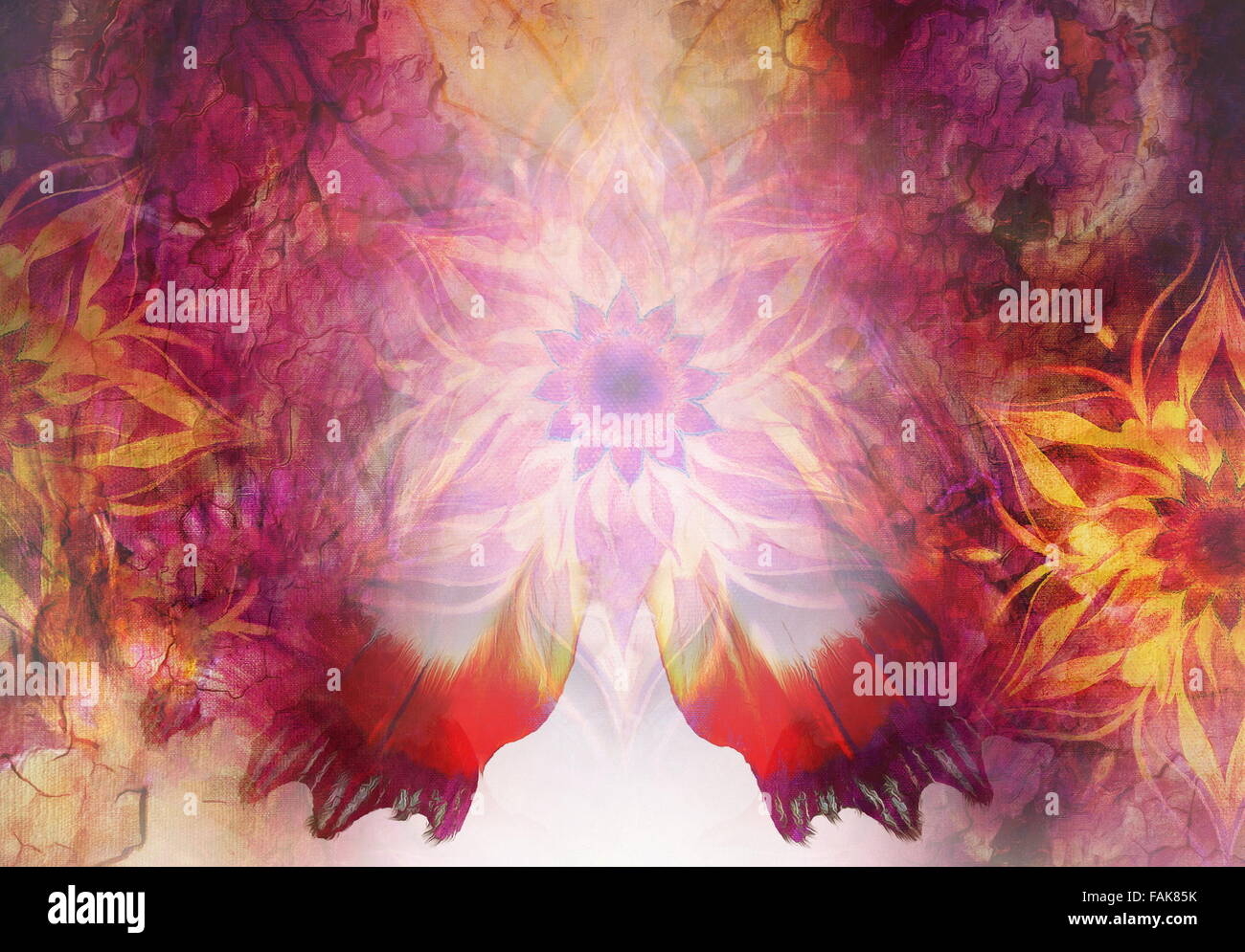 oriental ornamental mandala and color abstract background with spots ...